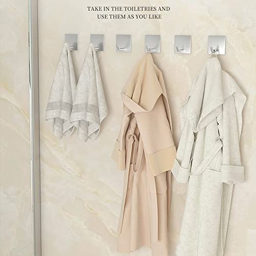 Multifunctional Hook Kitchen Hook Adhesive Hooks Duty Stick on Wall Hooks Towel Hooks Door Hooks Waterproof Stainless Steel Adhesive Holders Bathroom Adhesive Hook (Silver-4pack)