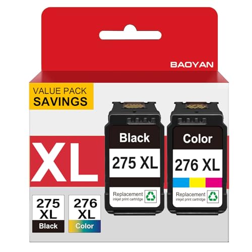 BAOYAN Compatible for 275XL and 276XL Ink Cartridges Combo Pack for TS3522 TS3520 TS3500 TR4720 TR4700 TR4722 (2-Pack)