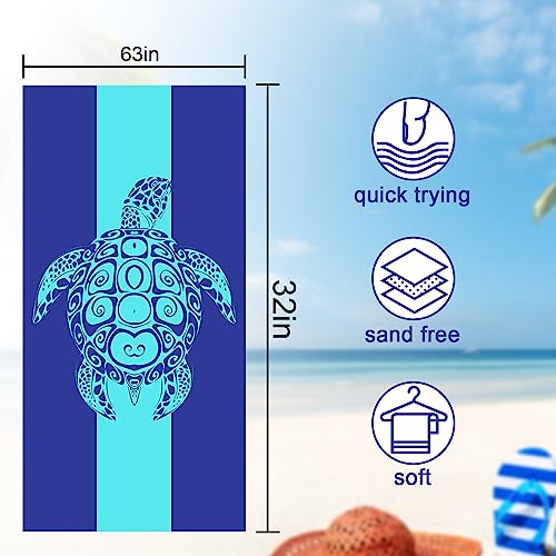 FEERNICH Beach Towels, Microfiber Beach Towels-Quick Dry Sand Free Super Absorbent Towels, Travel Towels Oversized Beach Blanket(63" x 32") Lightweight Towels for Swimming Sports Beach Camping