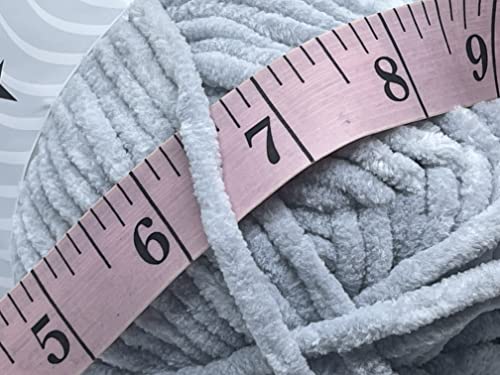 Grey Velvet Chenille Yarn - Bulky 100 Gram (3.53 Ounces) 100 Meters (109 Yards)
