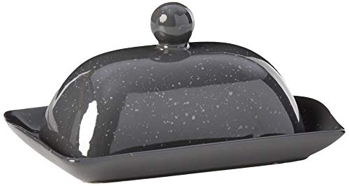 Boston Warehouse Speckleware Covered Butter Dish, Standard, Charcoal Grey