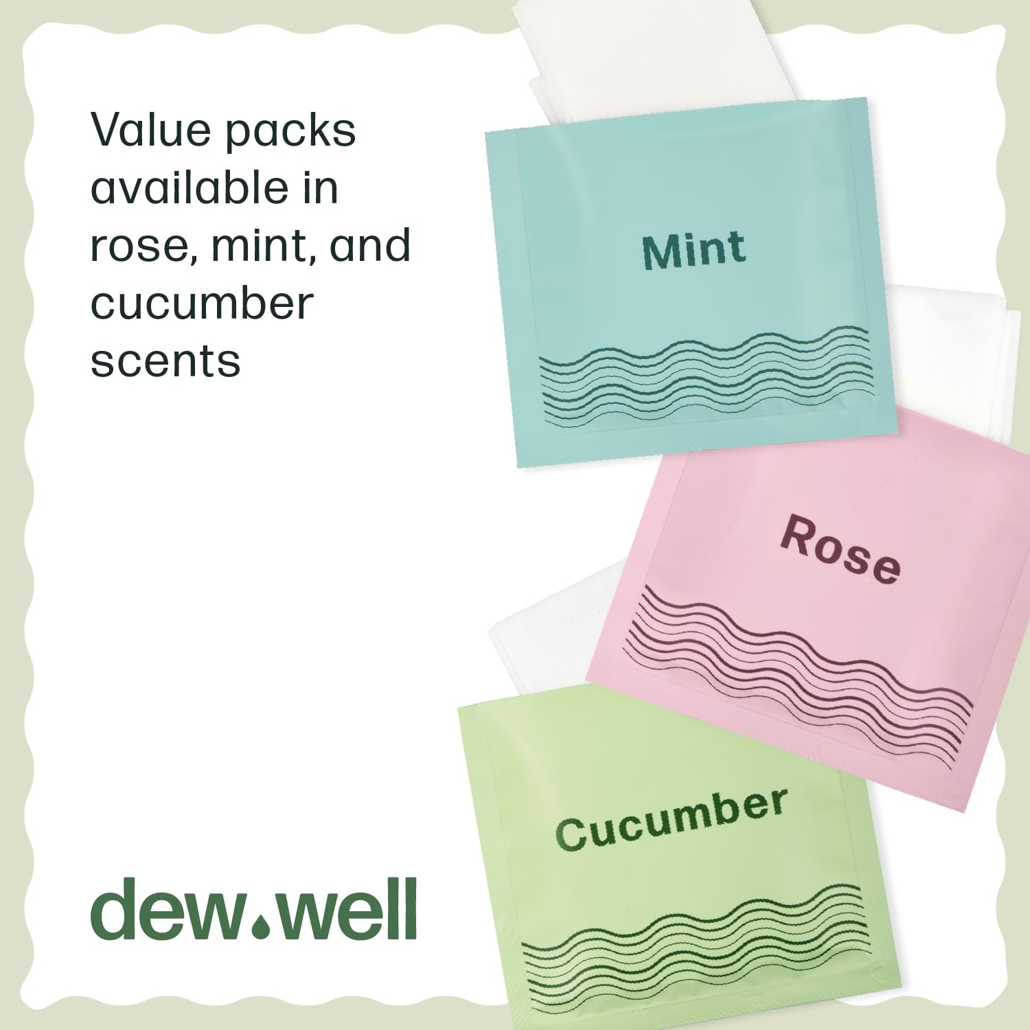Dew Well - Refresh Deodorant Wipes - A Fresh Start When You’re On the Go - Aluminum, Paraben, and Sulfate Free - Variety Pack (Mint, Rose, and Cucumber) - 50 Individually Wrapped Wipes