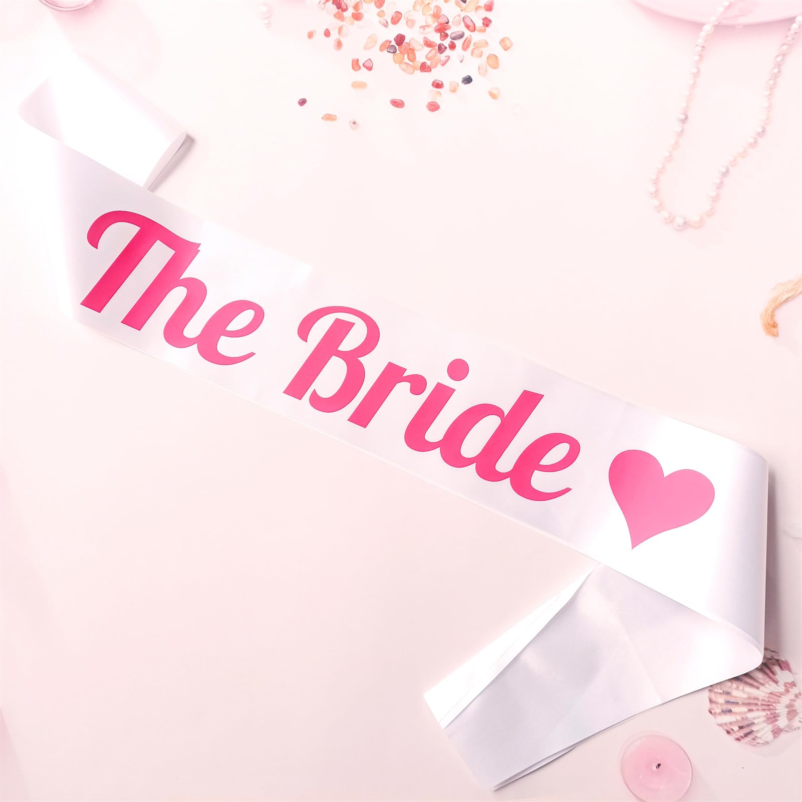 Magnusson's Garden The Bride Let’s Go Party Pink Doll Dream Bach Themed Bachelorette Sash, She Found Her Ken Bridal Shower Accessory for Future Mrs., Retro Hot Pink Heart Wedding Sash