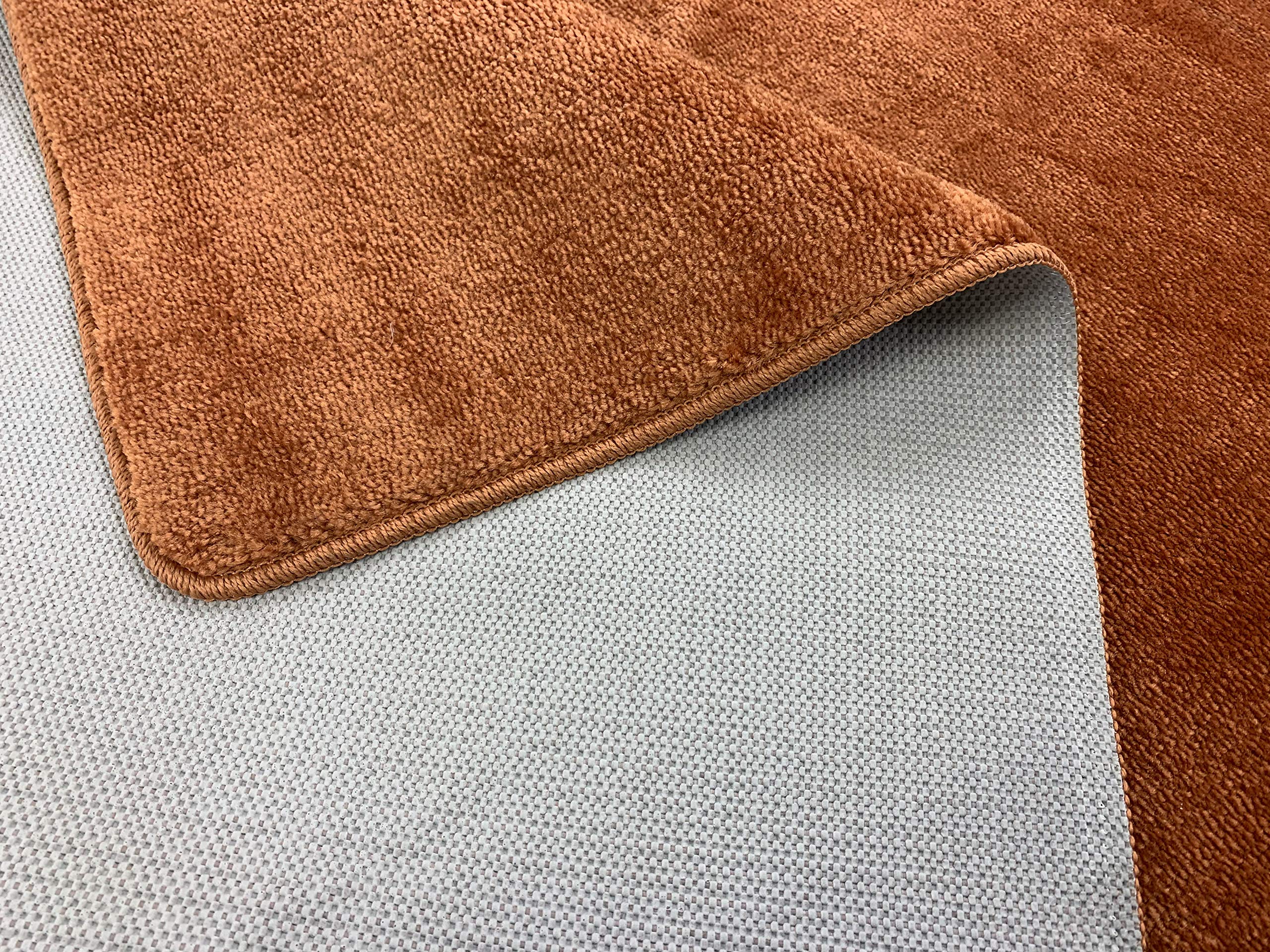 Euro Collection Solid Color Area Rug Rugs Slip Skid Resistant Rubber Backing Machine Washable More Color Options Available (Burnt Orange, 3'3" x 4'11")