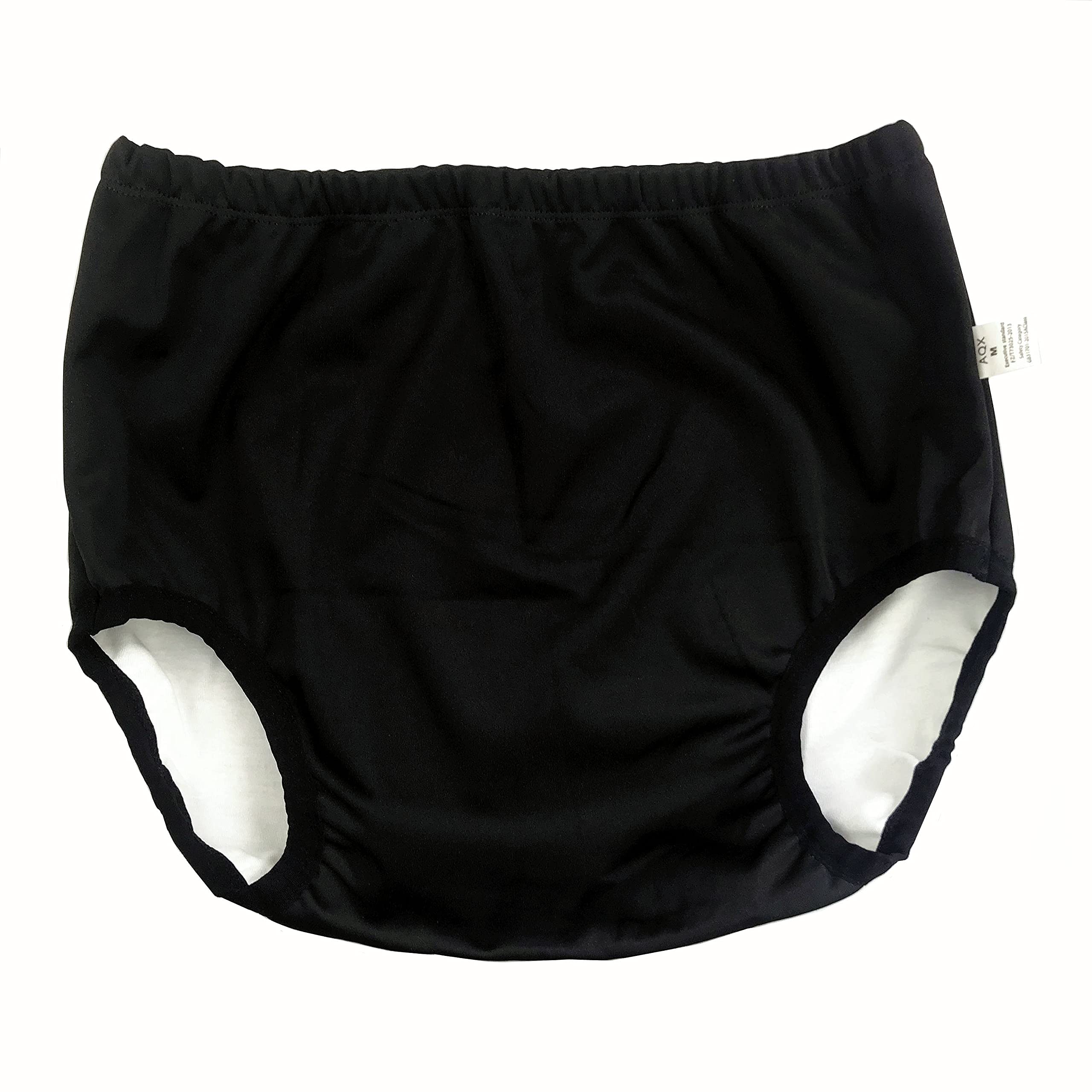AQX Adult Diaper Cover for Incontinence, Cloth Active Latex Leak Proof Pants, Noiseless Reusable Washable Pull Up Plastic Pants (Black, XL)