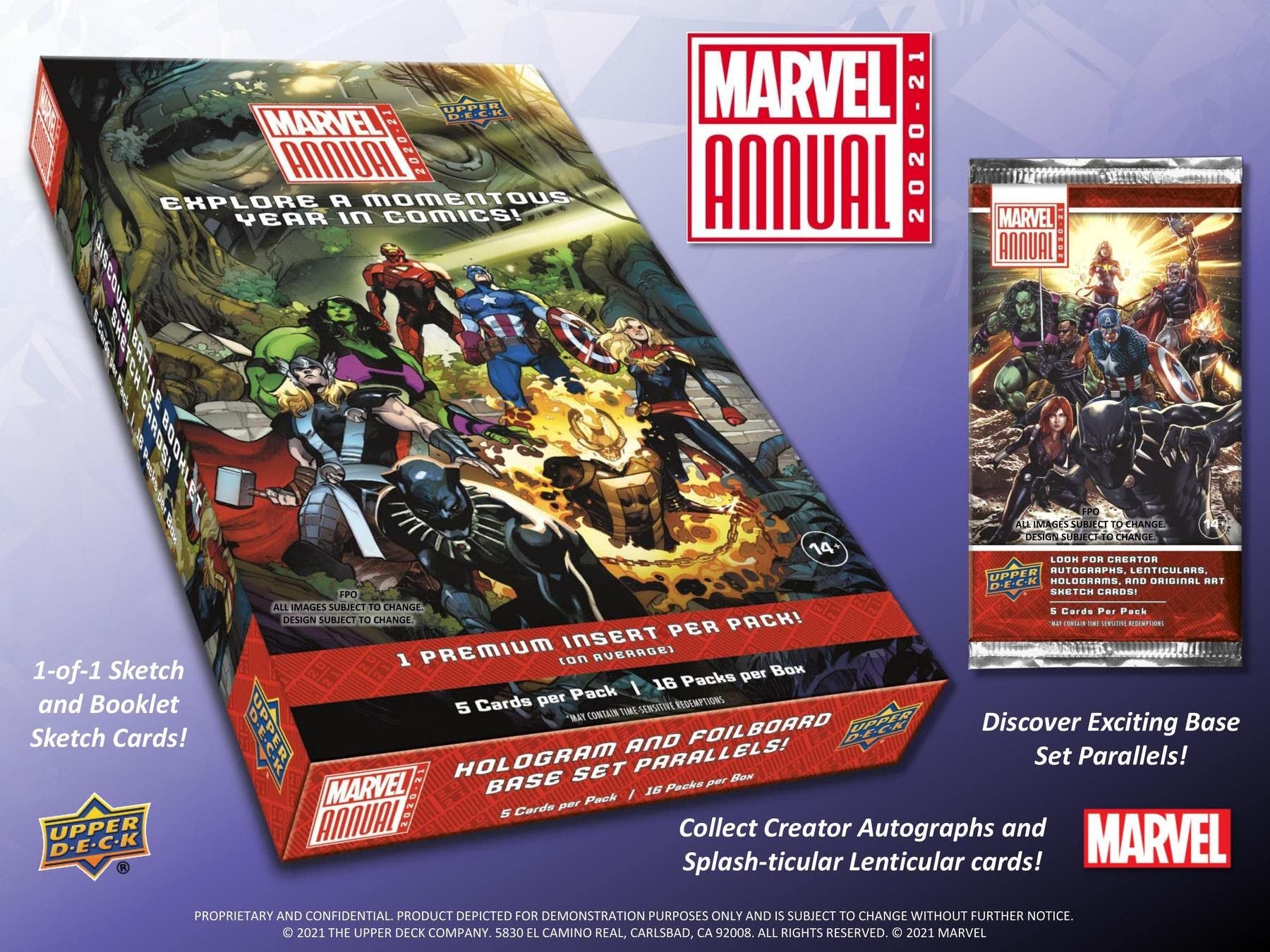Marvel Annual Hobby Box (Upper Deck 2020/21) 16 Packs Per Box, 5 Cards Per Pack