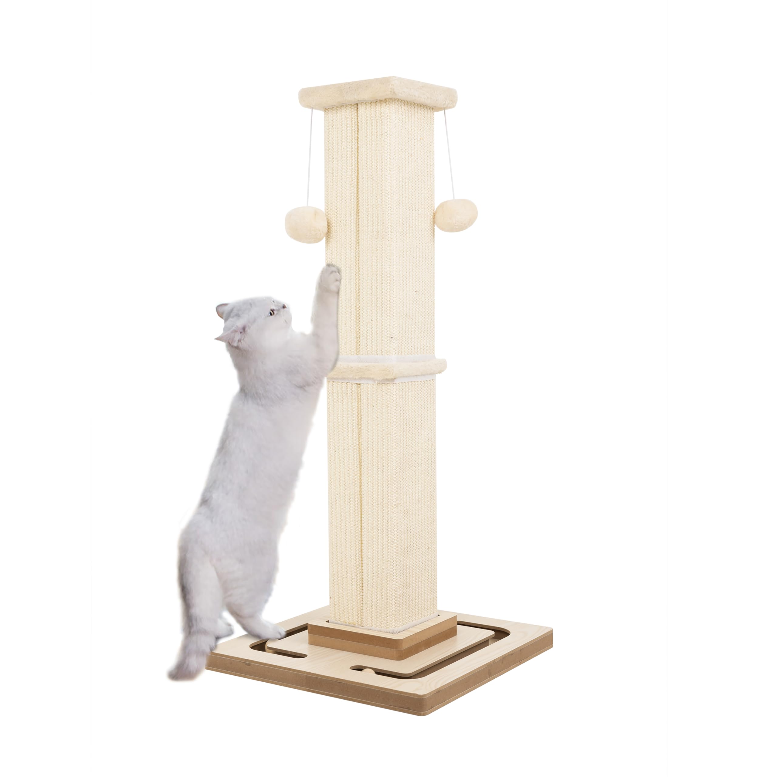 Erivc Cat Scratching Post 32 Inch Tall Cat Scratcher for Indoor Large Cats and Kitten, Nature Sisal Modern Cat Scratch Post Improve Cat's Scratching Habits, Beige