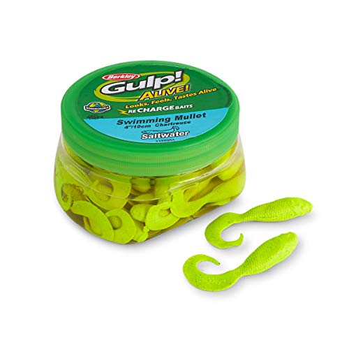 Berkley GAPSM4-CH Gulp! Alive! Swimming Mullet, Chartreuse, 12.5 Ounces, 4in - Pint 4x7