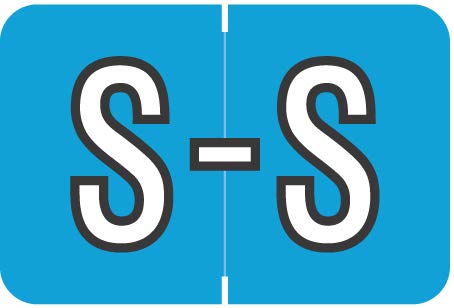 Doctor Stuff - File Folder Labels, Alphabet Letter S, Barkley/Sycom FABKM - BXAM Series Compatible Alpha Stickers, Blue, 1" x 1-1/2", 500/Roll