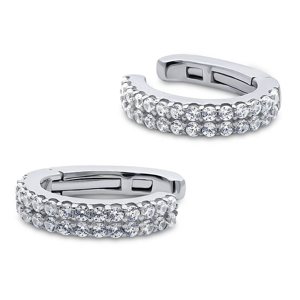 BERRICLE Sterling Silver Cubic Zirconia CZ Fashion Ear Cuffs for Women, Rhodium Plated