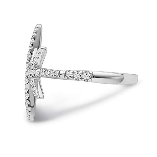 ARAIYA FINE JEWELRY 10K White Gold Diamond North Star Band Ring (3/8 cttw, I-J Color, I2-I3 Clarity), Size 7.5