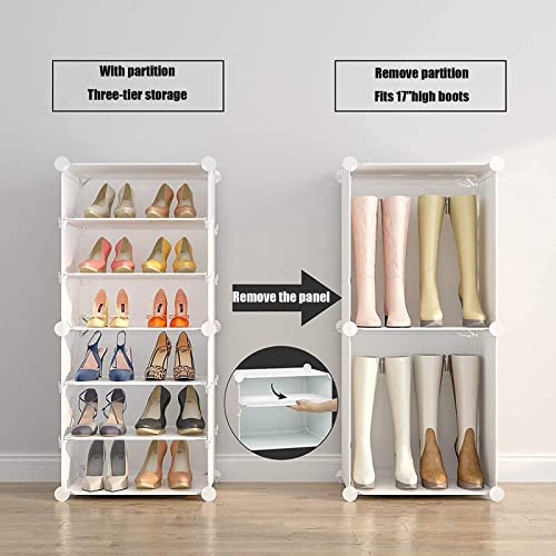 KUYT Portable 36 Pair DIY Shoe Storage Shelf Organizer, Plastic Shoe Organizer for Entryway, Shoe Cabinet with Doors, for Shoes Boots Slippers