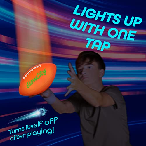 GlowCity Glow in The Dark Football - Light Up, Official Size Footballs - LED Lights and Pre-Installed Batteries Included