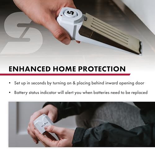 SABRE 120 dB Wedge Door Stop Security Alarm, Extremely Loud Wireless Alarm Siren Audible Up To 1,500 Ft., Non-Skid Pad, Compact Alarm Great for Home, Travel, Apartment or Dorm