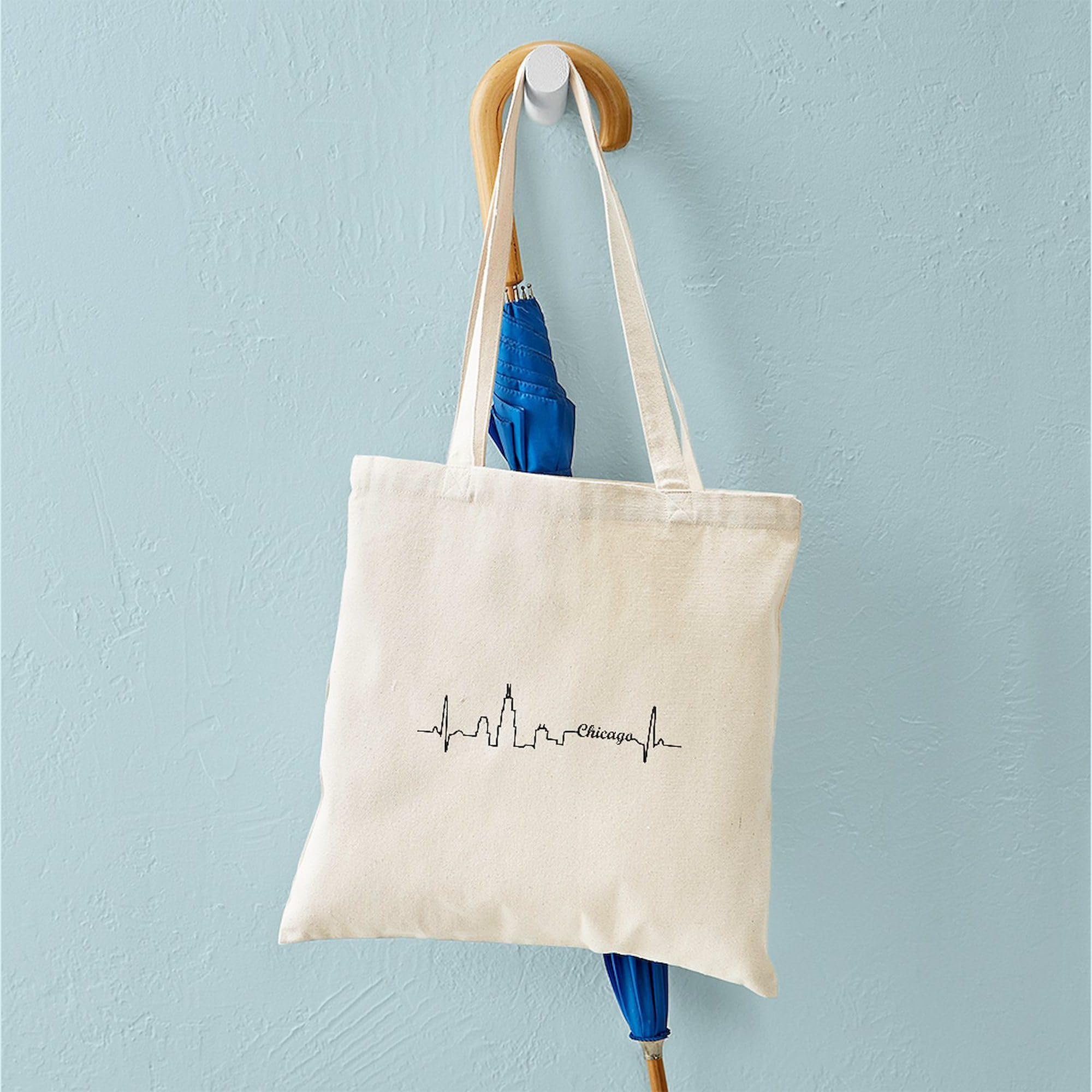 CafePress Chicago Heartbeat Letters Tote Bag Canvas Tote Shopping Bag