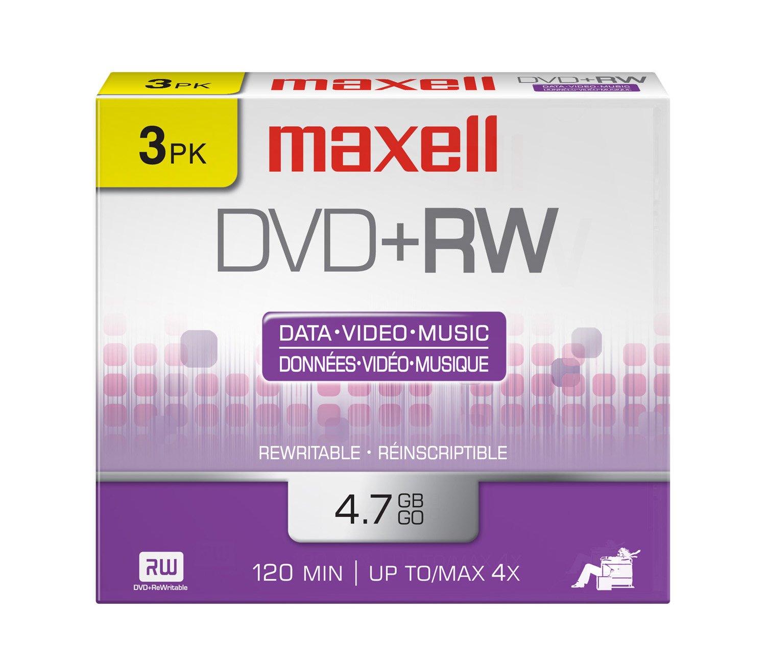 MAXELL 634015 / 634043 4.7 GB DVD Plus RW Media, 3-Pack