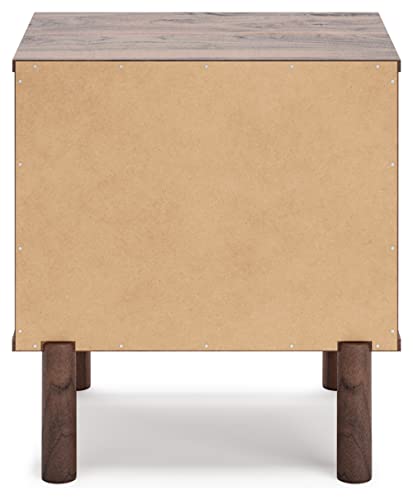Signature Design by Ashley Calverson Modern 1 Drawer Nightstand with Open Cubby, 21.18" Tall, Dark Brown