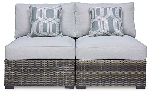 Signature Design by Ashley Harbor Court Outdoor Armless Chair with Cushion, 2 Count, Gray