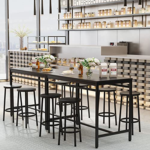Hooseng Kitchen Table and Chairs for 4, Industrial 5 Piece Dining Room Set, Counter Height for 35.4'', Bar Table with 4 Stools for Home, Breakfast Nook, Restaurant, Pub, Black