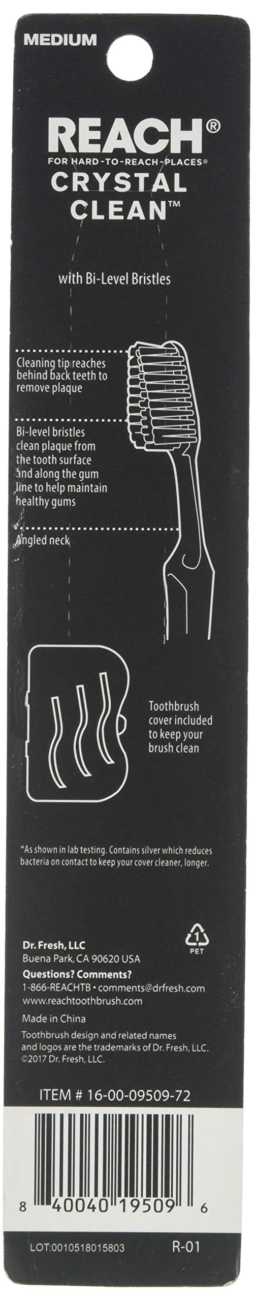 Reach Crystal Clean Medium Adult Toothbrush, 1 Each, Colors May Vary, 6 Piece by Reach
