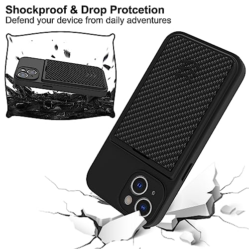 Karrint Wallet Case for iPhone 13 Case with Card Holder, Push-Pull Design Credit Card ID Slot, Dual Layer Shockproof Scratch Resistant Protective iPhone 13 Wallet Case for Women Men-Black