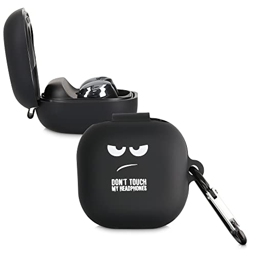 kwmobile Silicone Case Compatible with Samsung Galaxy Buds 2 Pro/Buds 2 / Buds Live - Case Soft Cover - Don't Touch My Headphones White/Black/Black