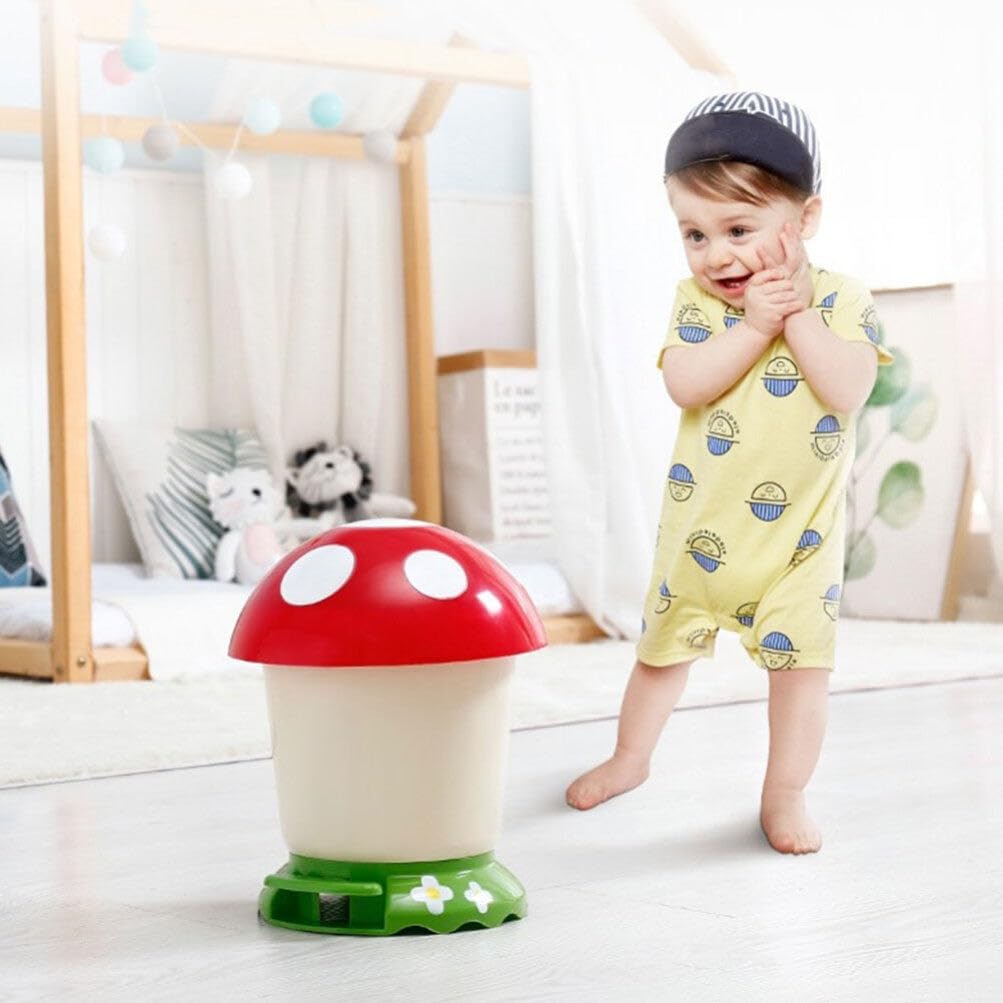 Garneck Step On Plastic Trash Can, Mushroom Waste Basket Decorative Cute Garbage Container Kitchen Rubbish Bin Easy Clean Wastebasket for Home Kitchen Bedroom Office
