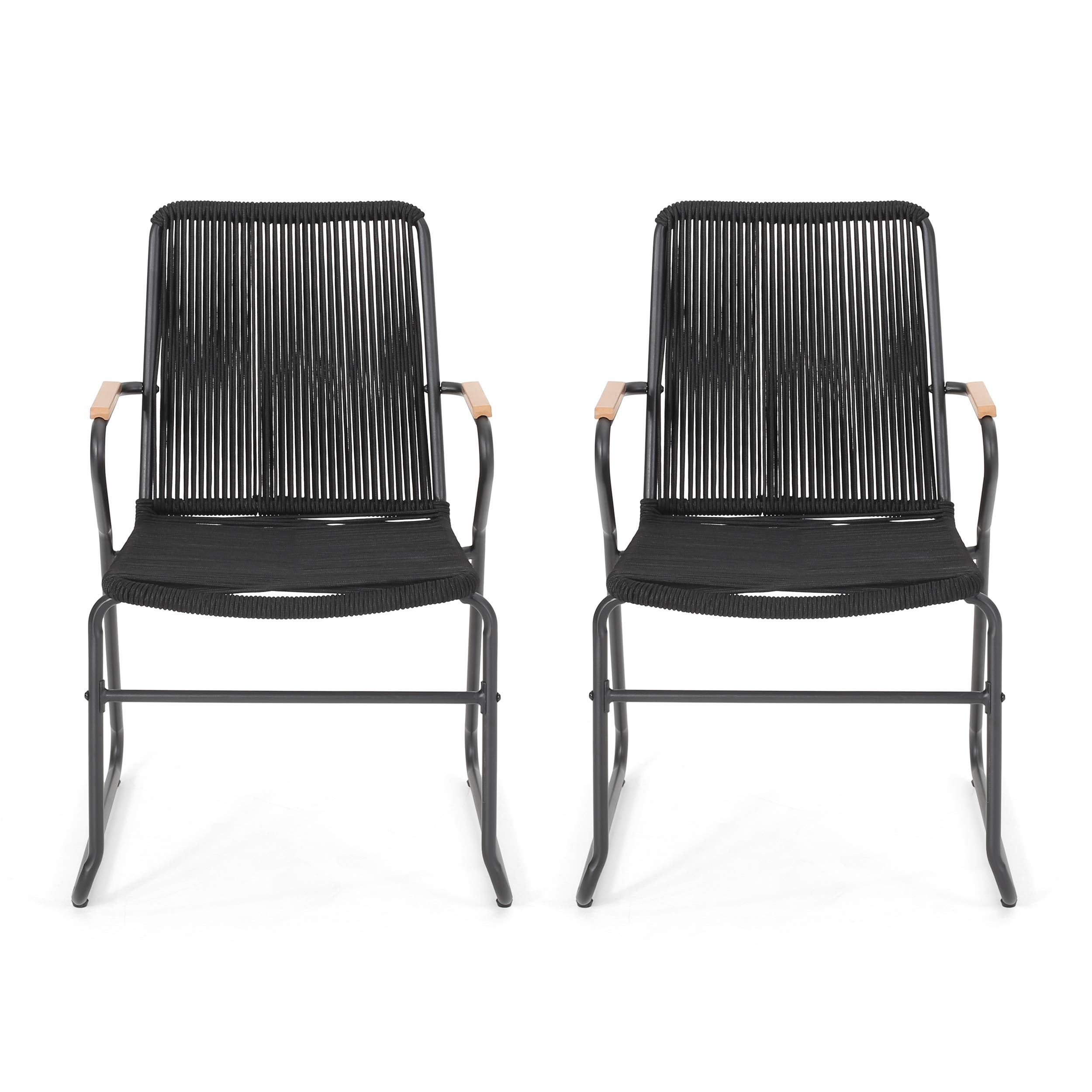 Christopher Knight Home Modern Rope Weave Club Chair (Set of 2), Black and Natural