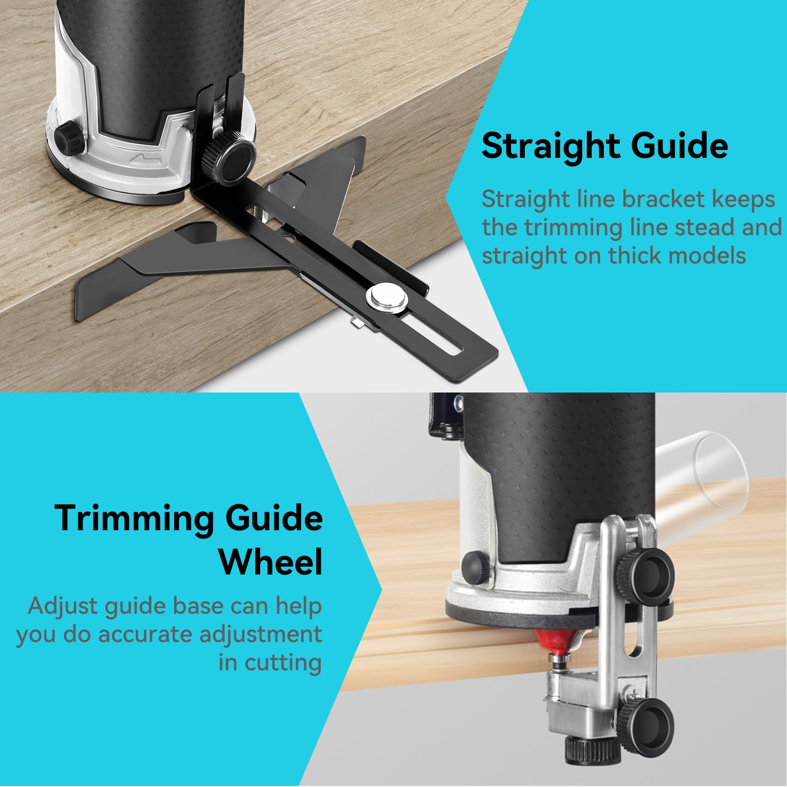 iklestar Cordless Compact Wood Router, 21V Wood Router Tool With 2PCS Batteries Brushless Portable Handheld Palm Routers for Woodworking Electric Trimmer Wood Router with 15 PCS 1/4" Router Bits