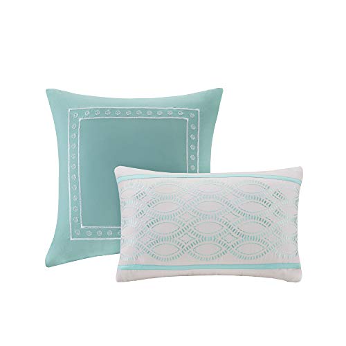 Intelligent Design ID10-898 Senna Comforter Set King/Cal King Size - Aqua Blue/Gray, Damask β 5 Piece Bed Sets β Ultra Soft Microfiber - All Season Comforter Set Bedding