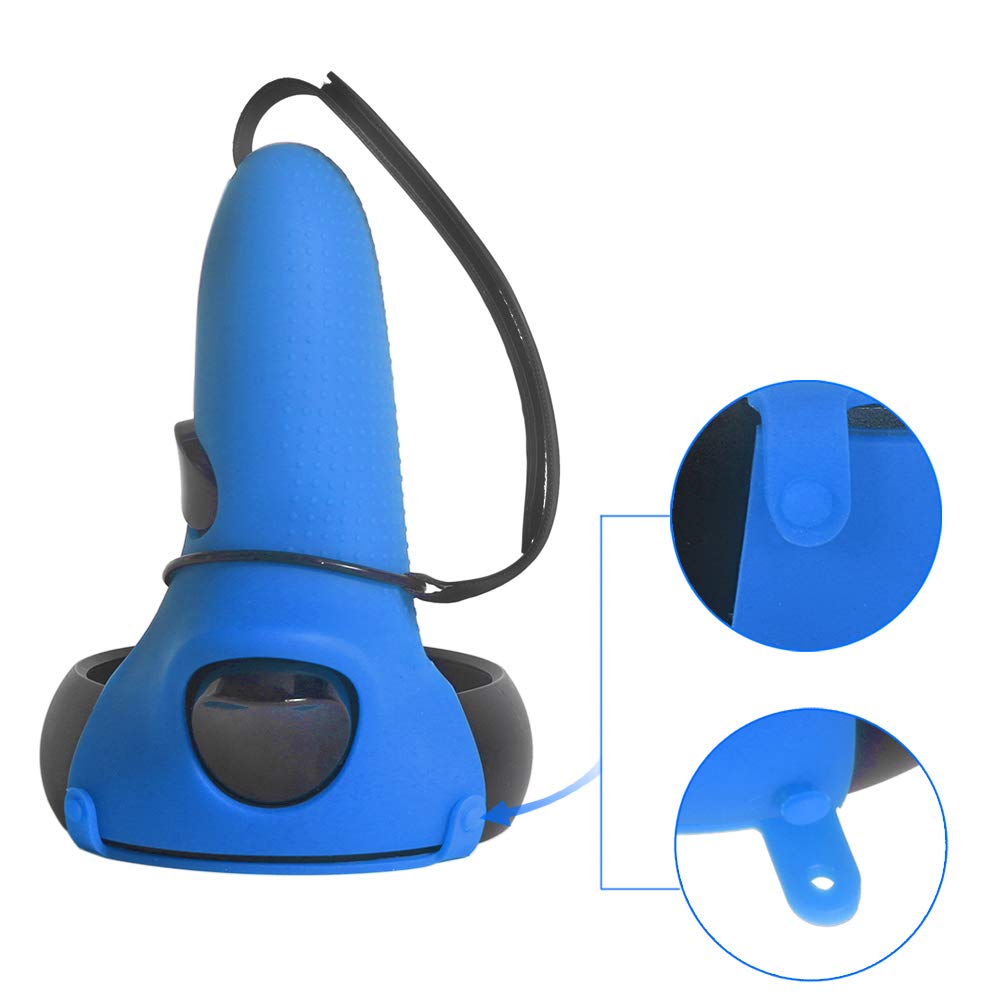 HIJIAO Knuckle Strap & Controller Grip Skin for Oculus Quest/Oculus Rift S VR Headset (Blue)