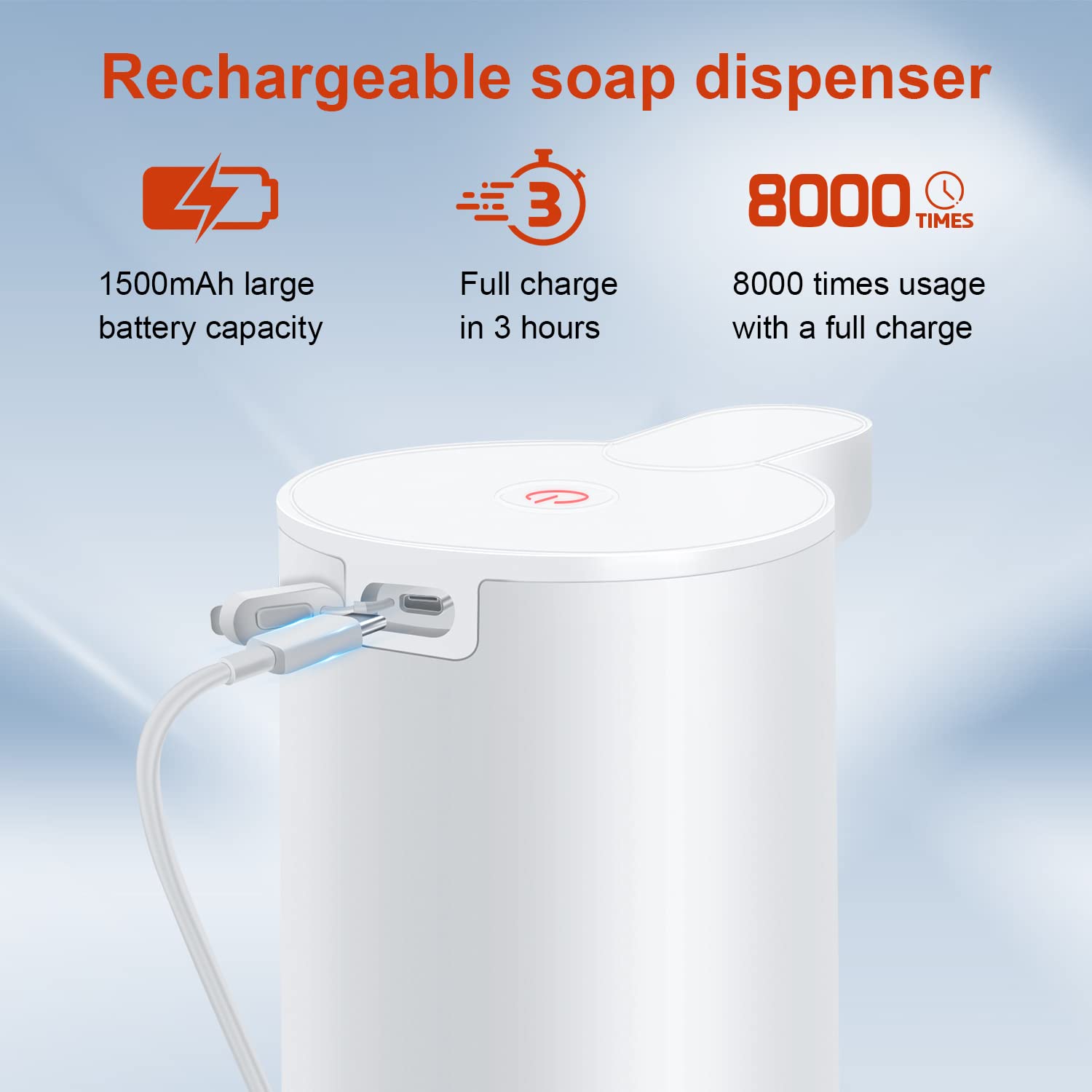 Automatic Foaming Soap Dispenser: LAOPAO Rechargeable Touchless Soap Dispenser Stainless Steel Foam Soap Dispenser for Bathroom Hand Soap Pump for Kitchen Xmas Gift, 9oz, White