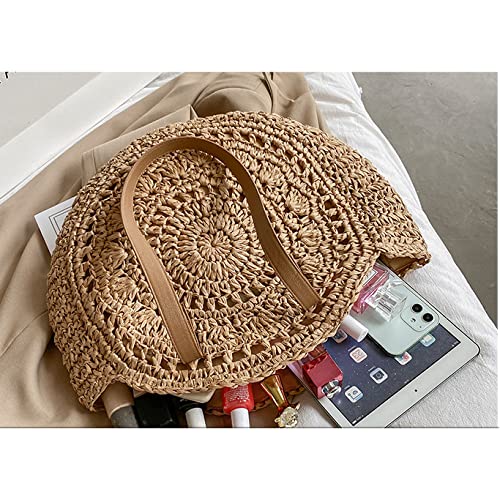 INS female literature and art small large capacity handmade beach weave retro shoulder straw bag(2)