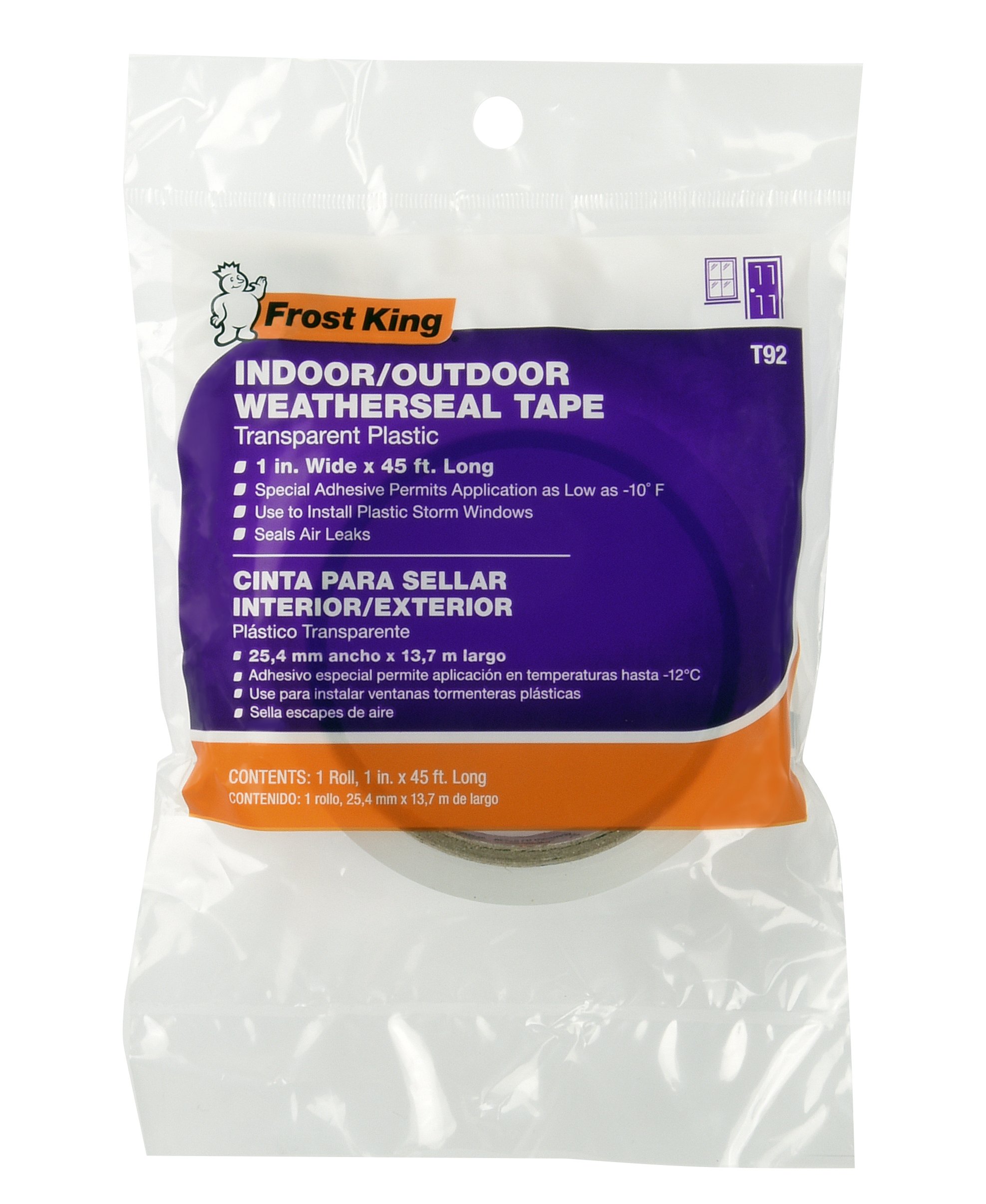 Frost King P Clear Plastic Weatherseal Tape, 1" X 45 ft, Foot