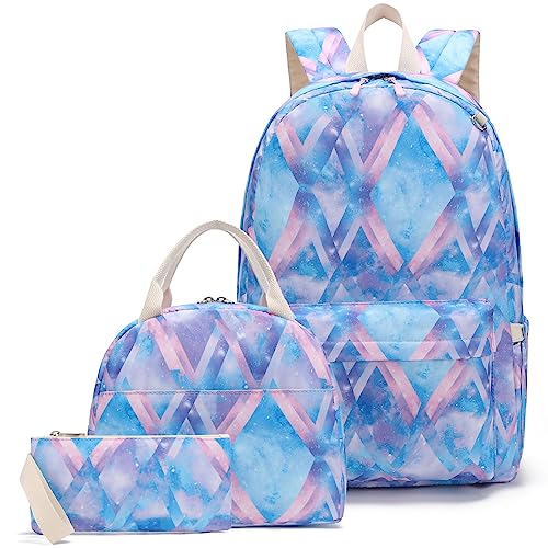 EZYCOK Teen Girls School Backpack Kids Bookbag Set with Lunch Bag Pencil Case Travel Laptop Backpack Casual Daypack