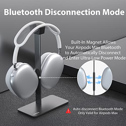 CoStySee Headphone Stand for Airpods Max with Auto-Sleep Mode Aluminum Sleep Holder with Anti-Slip Base and U-Shaped Silicone Headrest for Airpods Max(Gun Black)