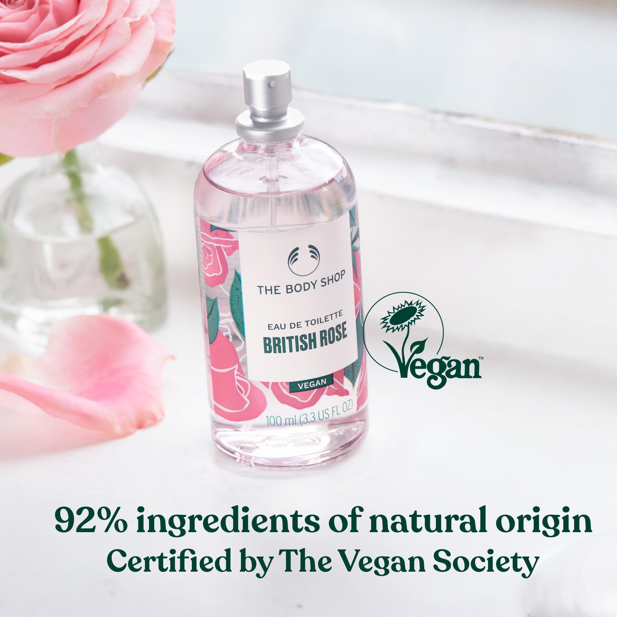 The Body Shop British Rose Eau De Toilette – Fresh Dewy Fragrance – Vegan – 3.3 oz