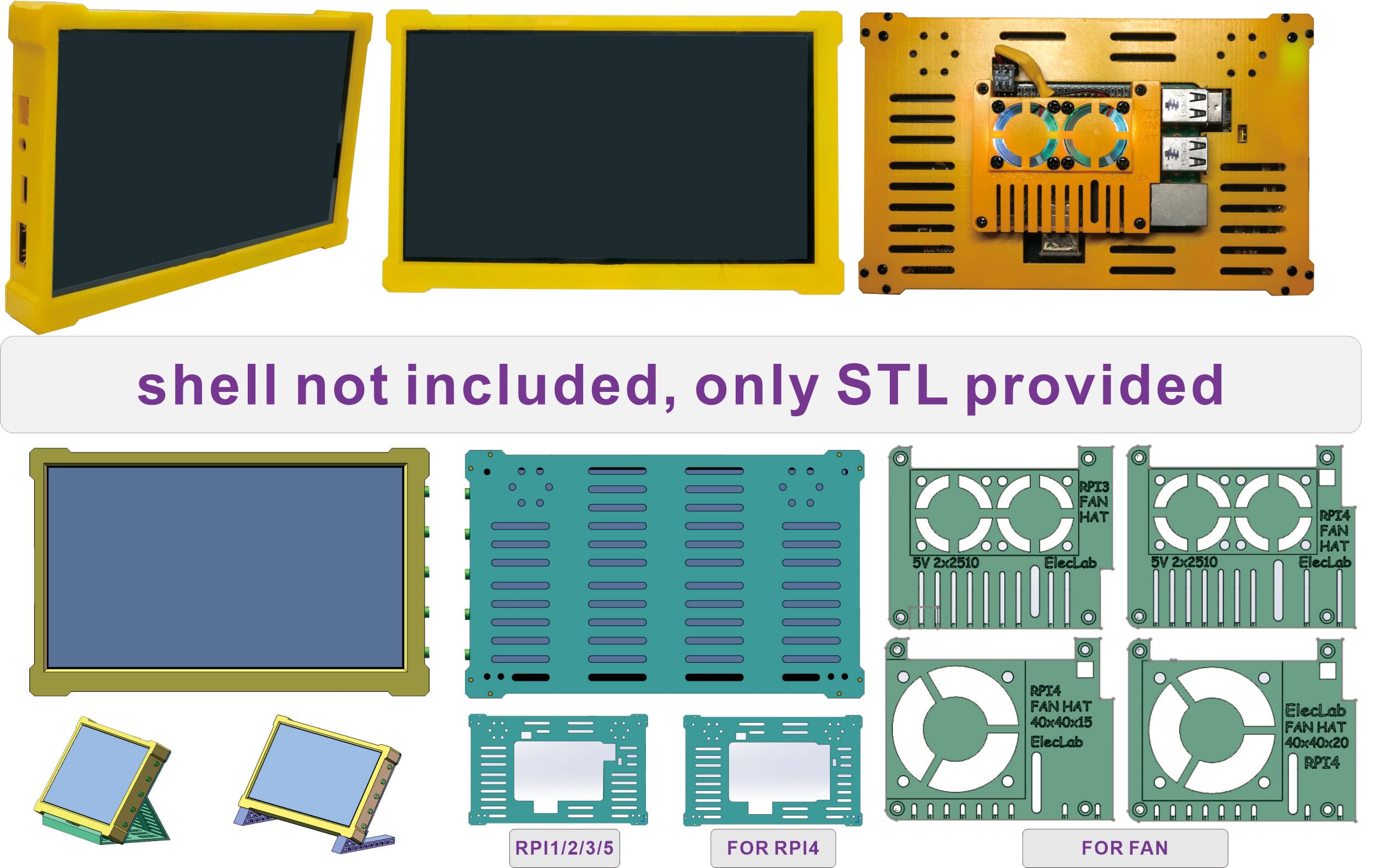 ElecLab 7 Inch 1024x600 IPS HDMI Touchscreen LCD Display Monitor Speaker Case for Raspbery Pi