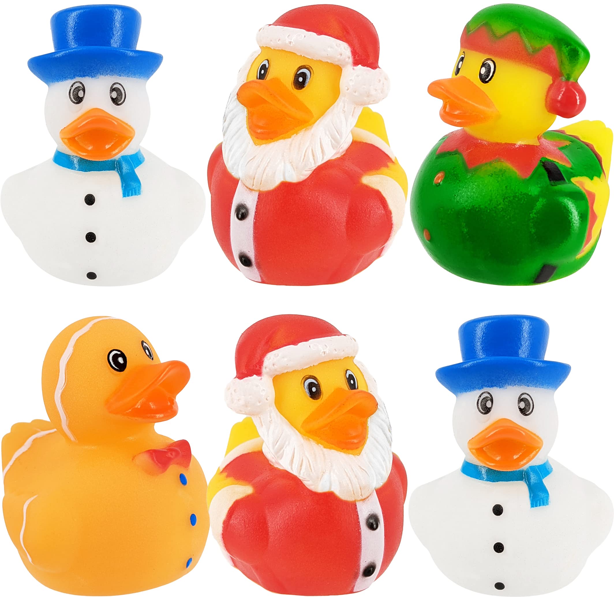 The Dreidel Company Christmas Holiday Rubber Duck Toy Duckies for Kids, Bath Birthday Gifts Baby Showers Summer Beach and Pool Activity, 2" (6-Pack)
