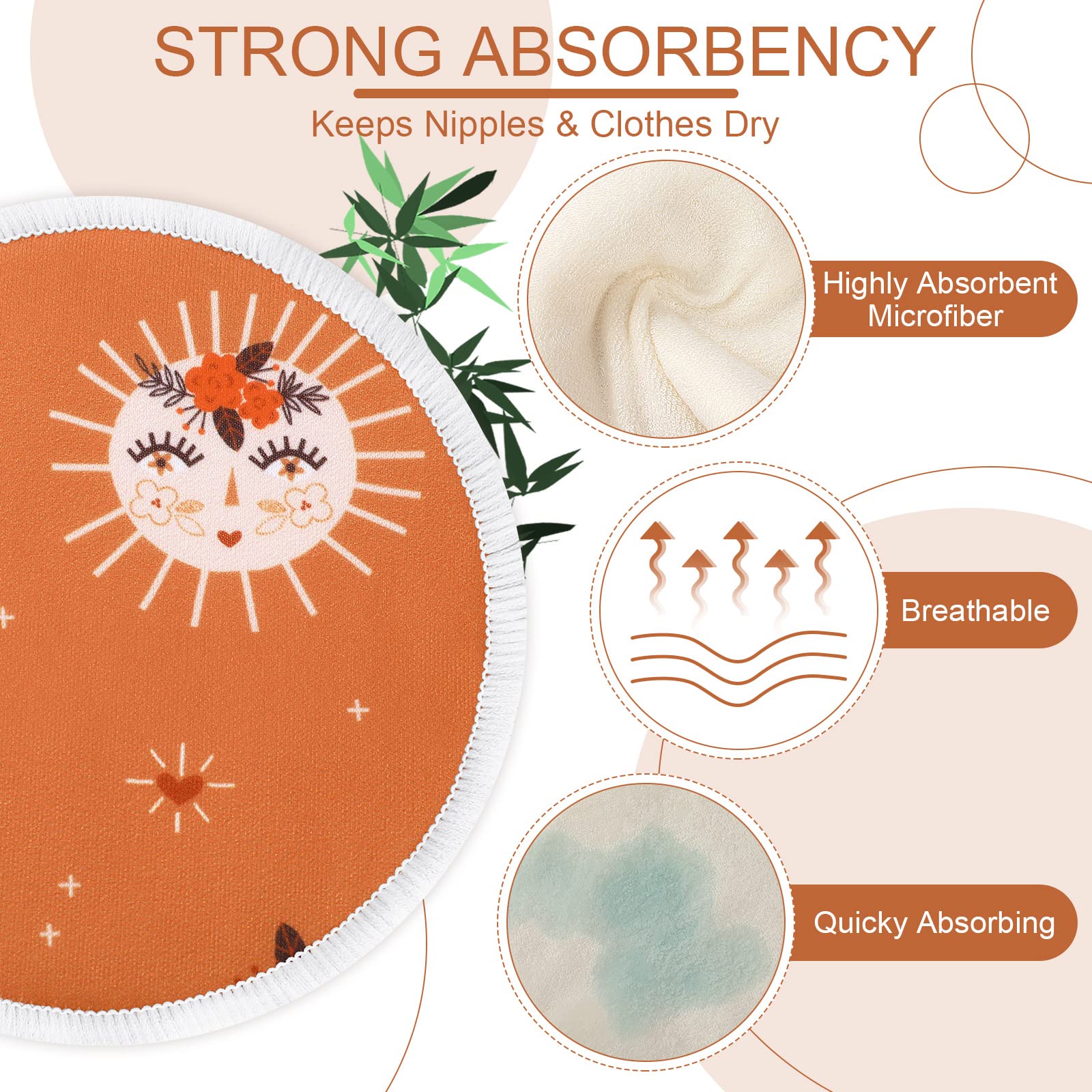 Berlune 20 Pcs 4.7" Reusable Nursing Pads Washable, Cotton Soft Breast Pads, Absorbent Nipple Pads with Storage Bag and Laundry Bag for Breastfeeding Pumping Bra