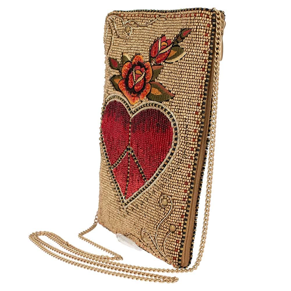 Mary Frances I Love Peace Beaded Mini Crossbody Clutch Handbag, Multi