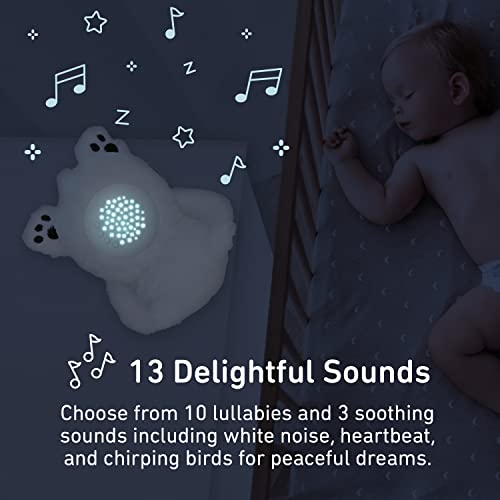 Pure Enrichment® PureBaby® Sound Sleeper Portable Sound Machine & Star Projector - Plush Sleep Aid with Night Light, 10 Lullabies, White Noise, Heartbeat, Birds & More for Baby & Toddlers (Polar Bear)