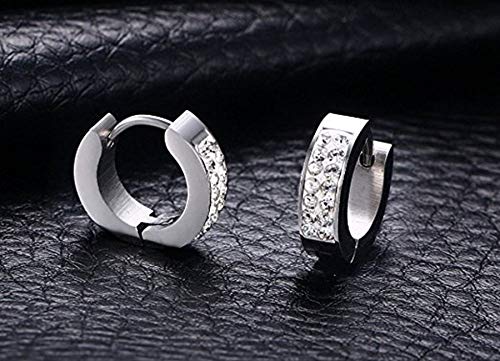 KARAY Stainless Steel Womens Mens Hoop Earrings Huggie Earrings CZ Piercings Hypoallergenic 18G (1pair Silver)