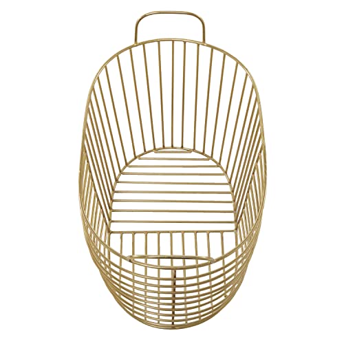 CosmoLiving by Cosmopolitan Metal Round Storage Basket with Handles, Set of 2 20", 17"W, Gold