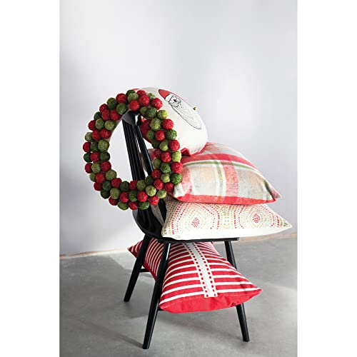 Creative Co-Op Cotton Chambray Lumbar Pillow with Stripes, Red and White