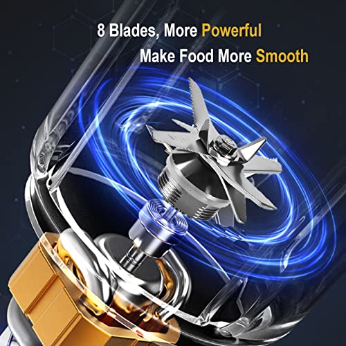 BATEERUN 2200W Professional Blender, High Speed Countertop Blender for Shakes and Smoothies, 68 Oz Commercial Smoothie Blender for Kitchen, Smoothie Maker BPA-Free (Black) (8 blades)