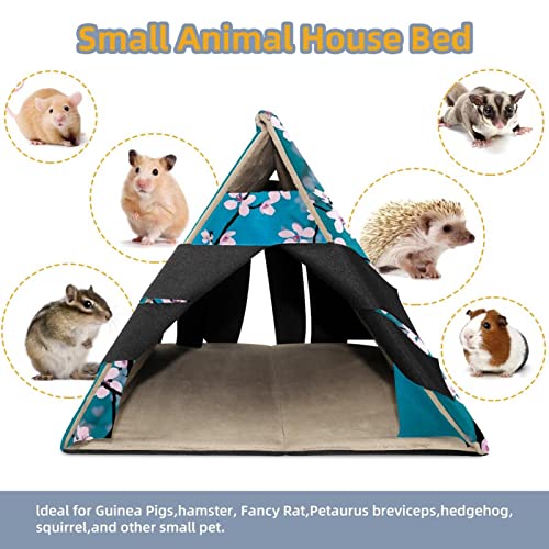 enheng Small Pet Hideout Japanese Sakura Flowers Hamster House Guinea Pig Playhouse for Dwarf Rabbits Hedgehogs Chinchillas