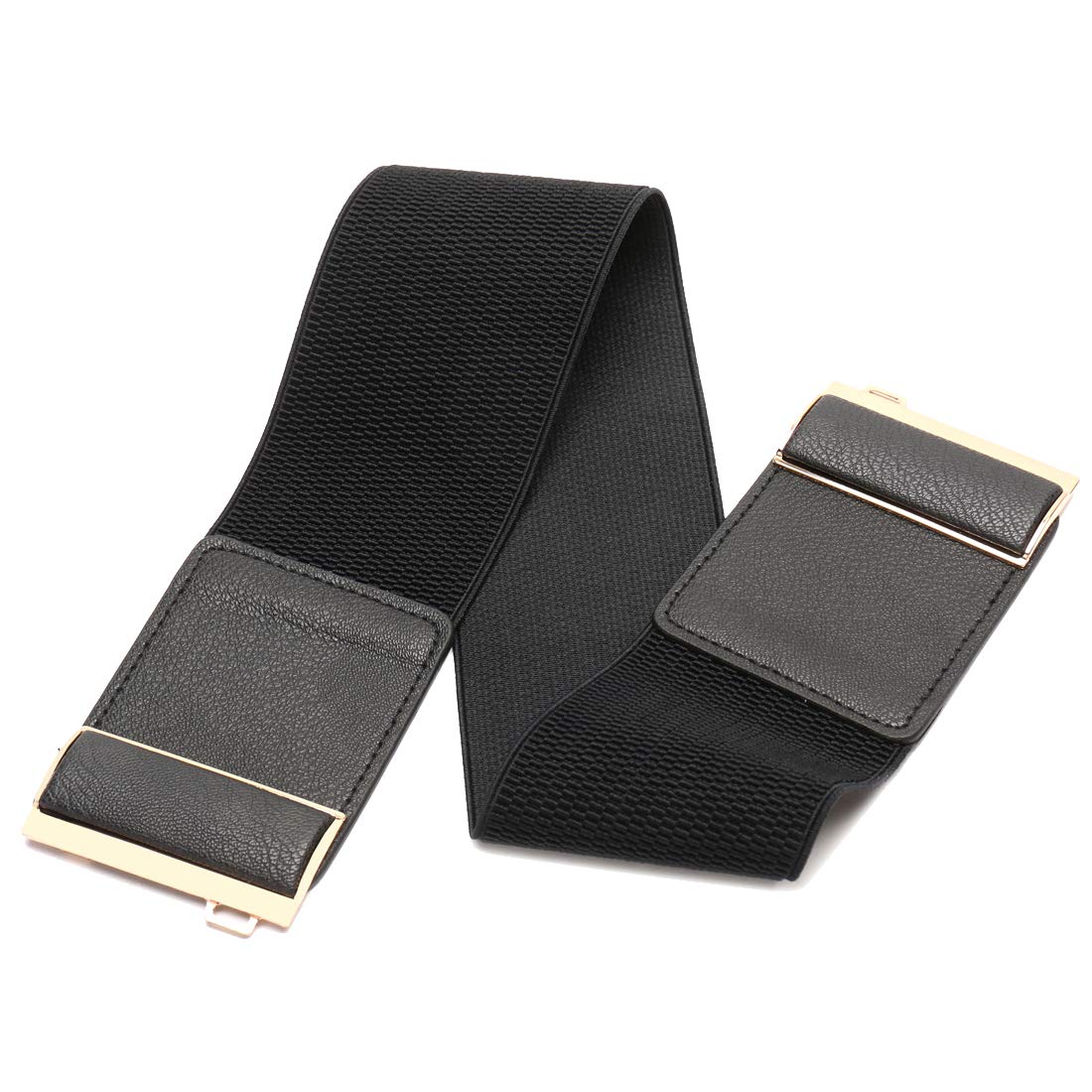 Beltox Womens 3" Wide Belt Elastic Stretch Cinch Waistband Lady Cummerband(30"-51",Black D)