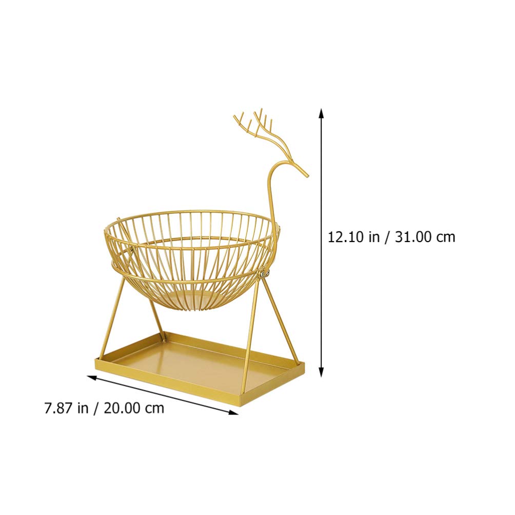 BESPORTBLE 1pc Deer Double Layer Fruit Basket Fruit Serving Basket Dry Fruit Holder Thank You Bags Wire Fruit Basket Fruits Metal Baskets Tabletop Decor Iron Household Fruit Dish