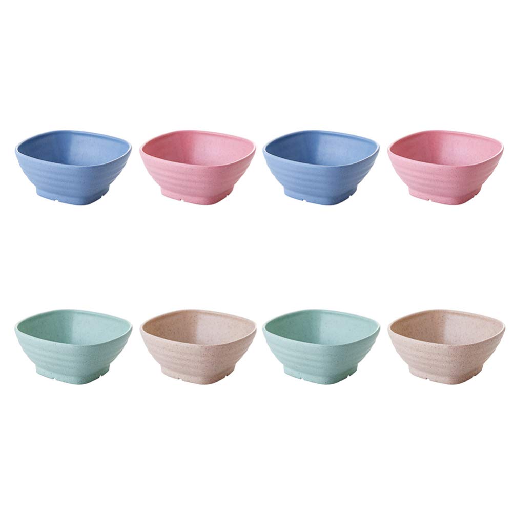 Cabilock 8pcs Square Wheat Straw Bowls Unbreakable Bowls Cereal Bowls Rice Bowls Deal for Breakfast, Oatmeal, Soup, Noodle, Snack